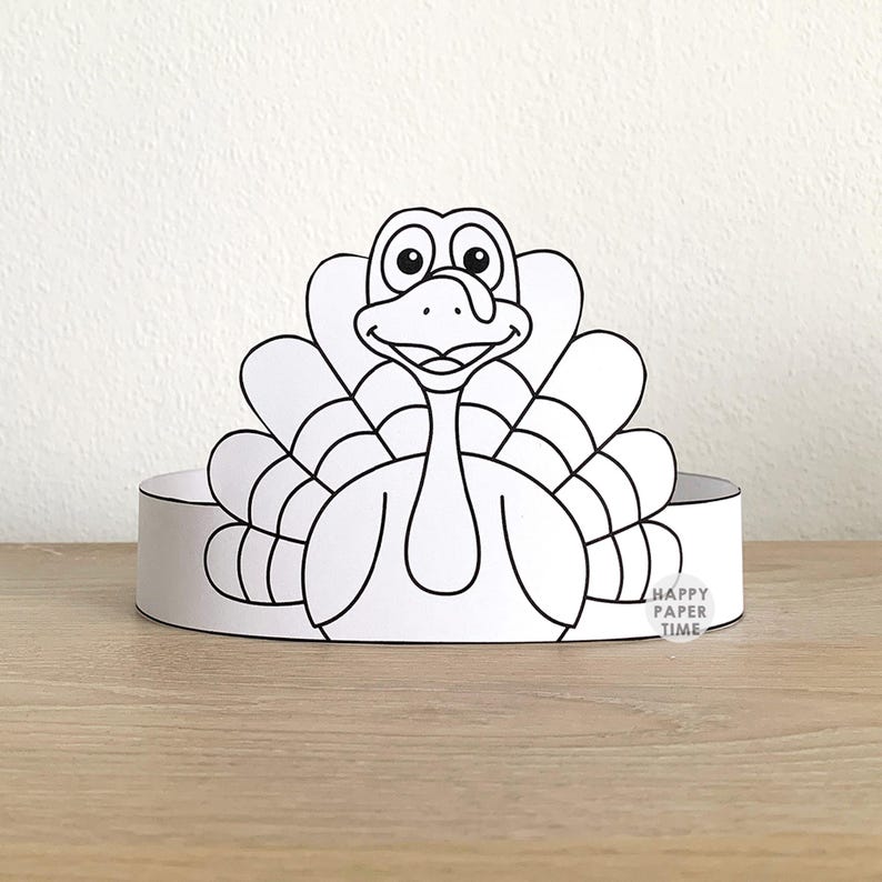 Turkey Paper Headband Crown Hat Thanksgiving Party Coloring Printable ...