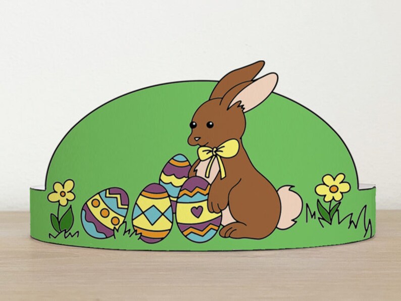 Easter Bunny Hat Paper Crown Coloring Headband Easter Cut Out - Etsy