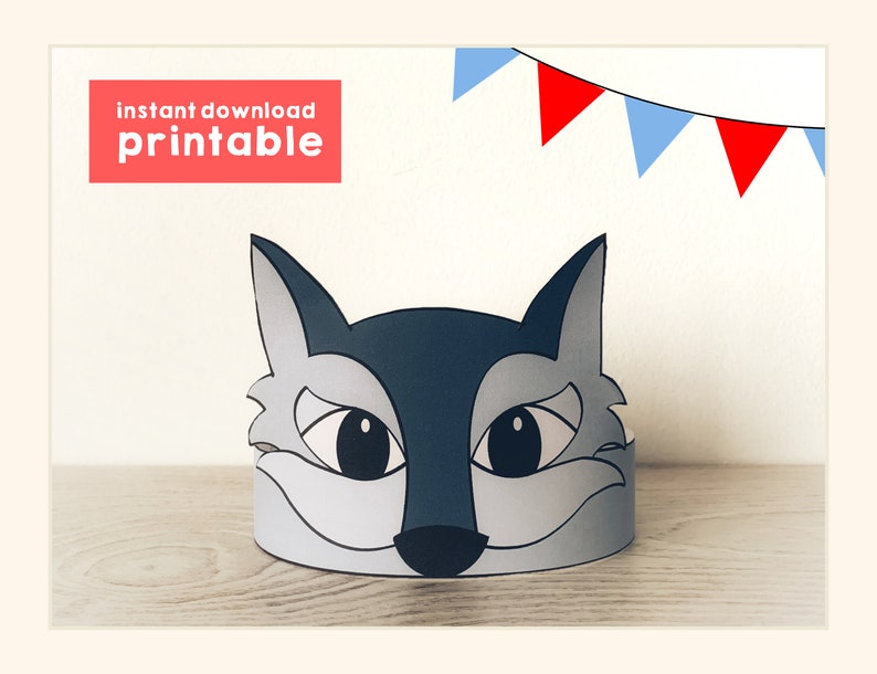 Wolf Paper Crown Party Printable Kids Craft Woodland Birthday | Etsy