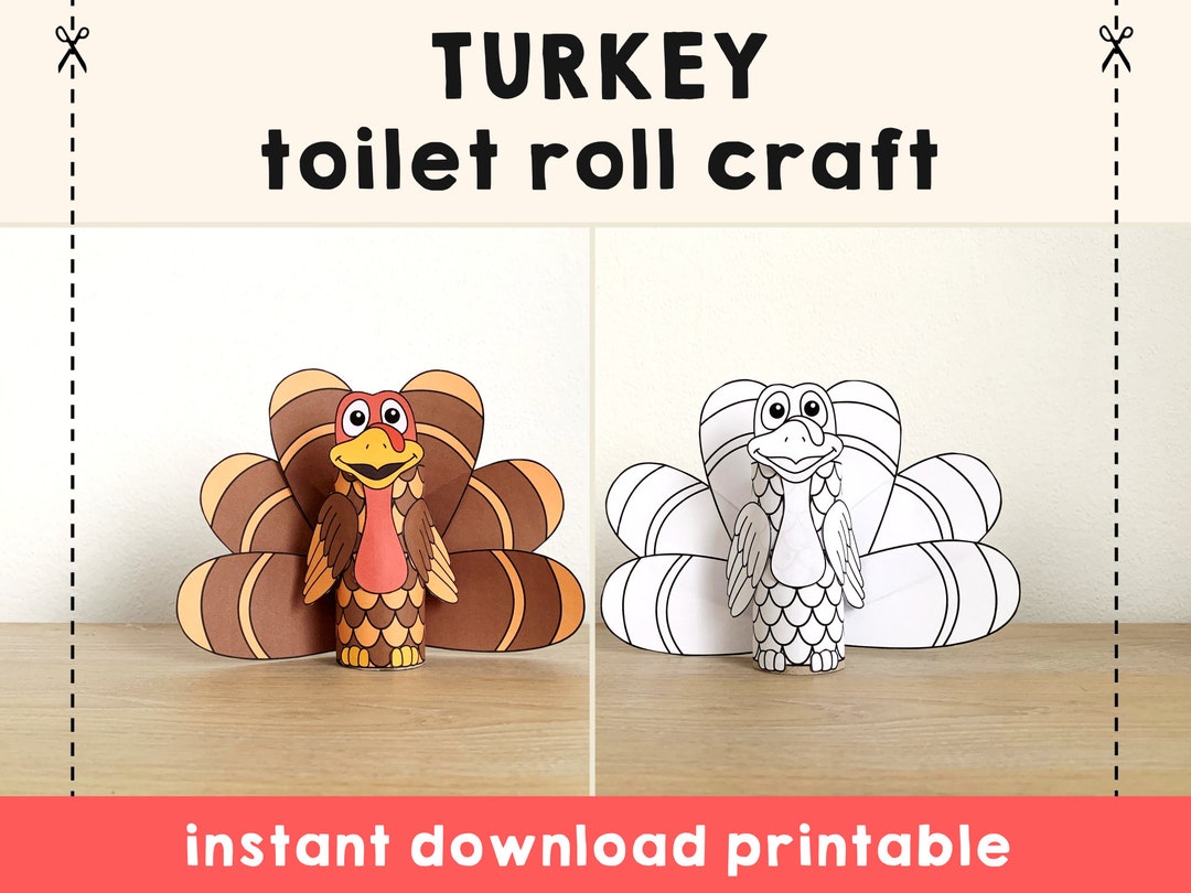 Turkey Toilet Paper Roll Craft Thanksgiving Party Coloring Printable ...