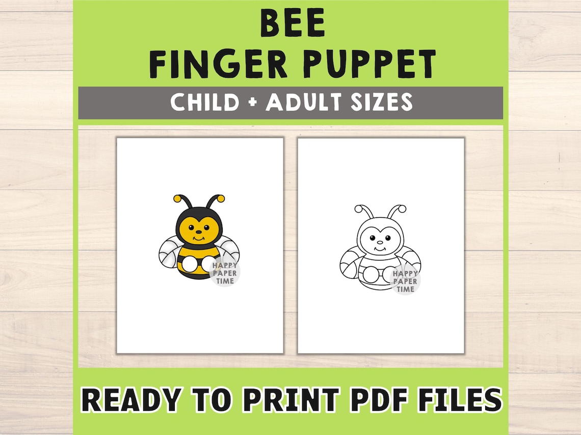 Bee Paper Craft Printable Finger Puppet Template Kids Craft Activity ...