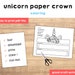 Unicorn Paper Crown Coloring Printable Kids Craft Unicorn Princess ...