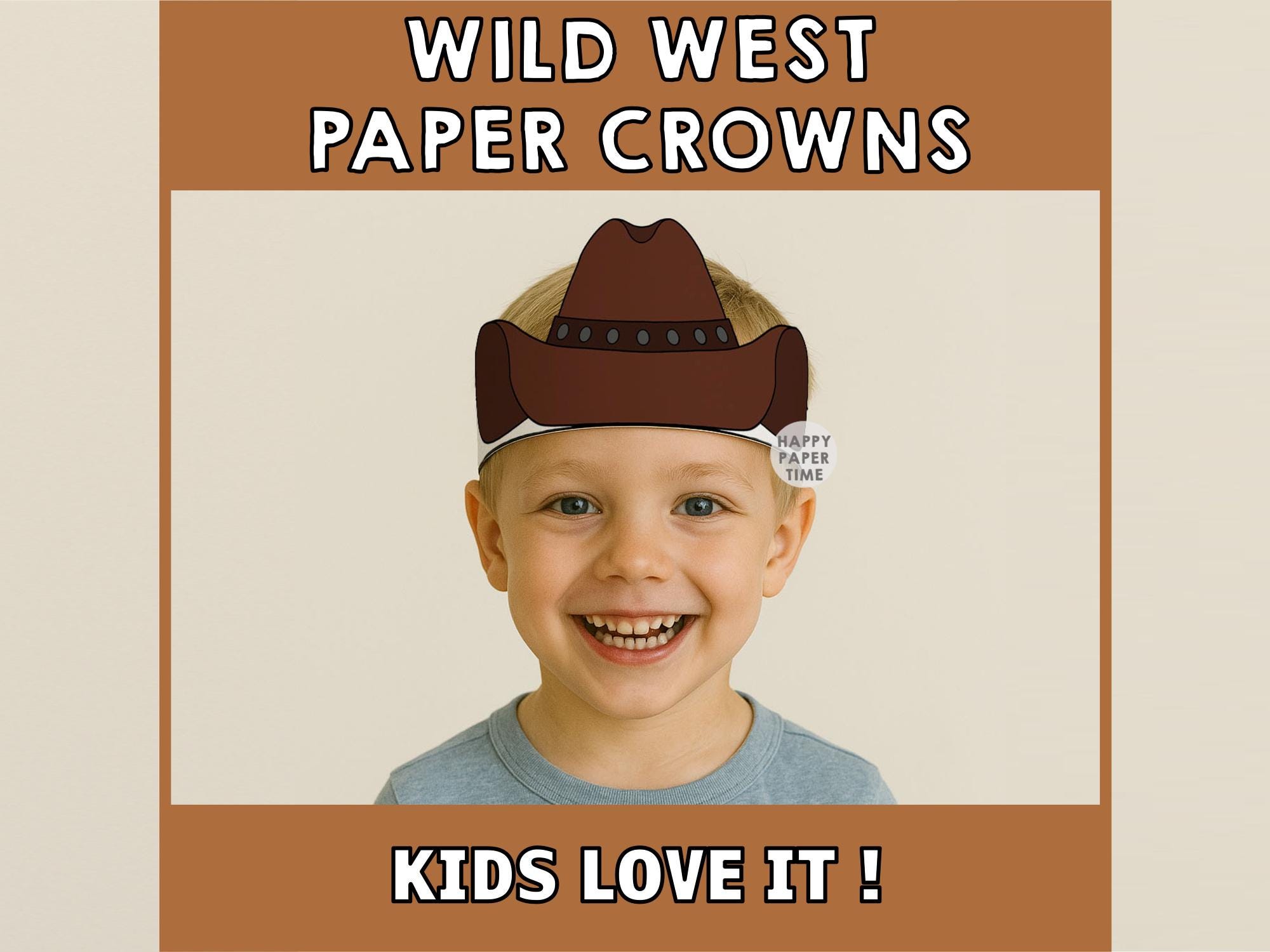 Wild West Paper Crown Headband Cowboy Sheriff Cowgirl Party Activity ...