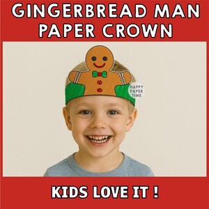 Gingerbread Man Paper Crown Hat Christmas Winter Holiday Party Coloring ...