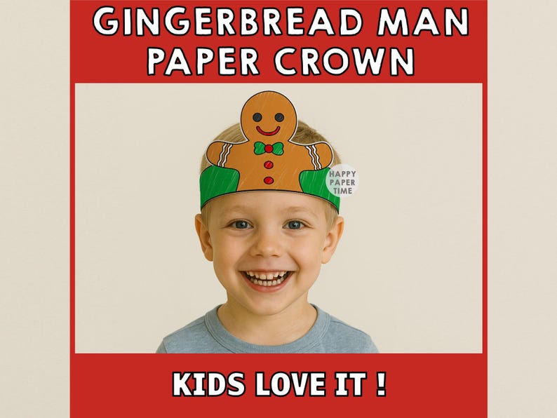 Gingerbread Man Paper Crown Hat Christmas Winter Holiday Party Coloring ...