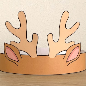 Reindeer Paper Crown Hat Christmas Winter Holiday Party Coloring ...
