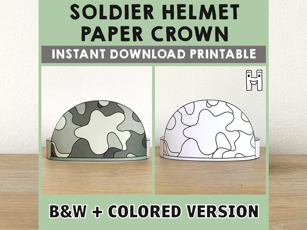 Soldier Helmet Paper Crown Headband Military Army Veteran Day Coloring ...