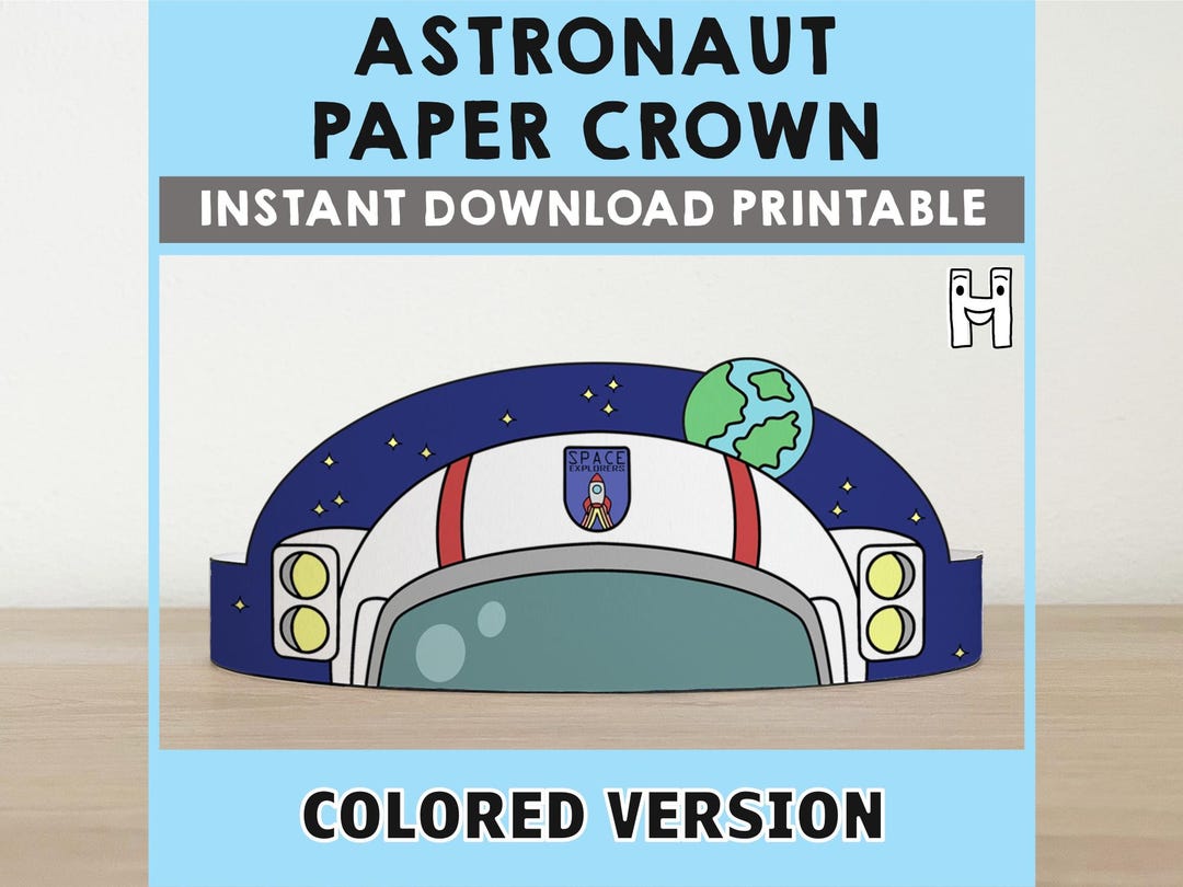 Astronaut Helmet Paper Crown Space Astronomy Party Printable Headband ...