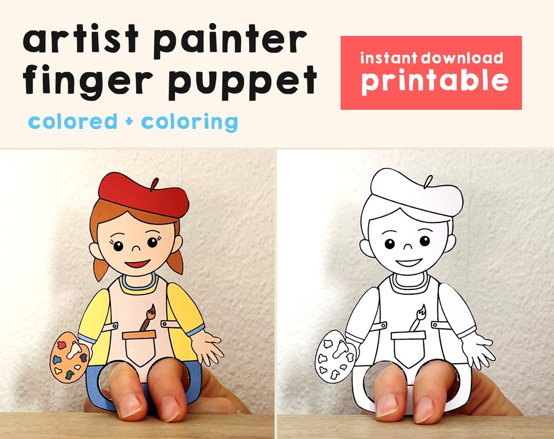 Artist Painter Paper Craft Printable Community Helper Finger Puppet ...