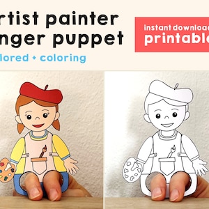 Artist Painter Paper Craft Printable Community Helper Finger Puppet ...