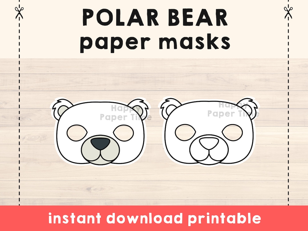 Polar Bear Mask Paper Craft Costume Diy Polar Animal Mask Template ...