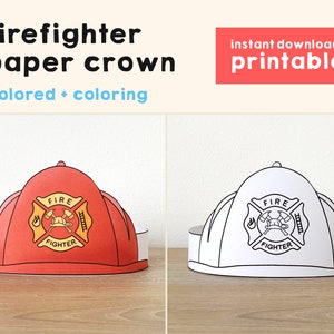 Firefighter Helmet Paper Crown Party Coloring Printable Kids - Etsy Canada