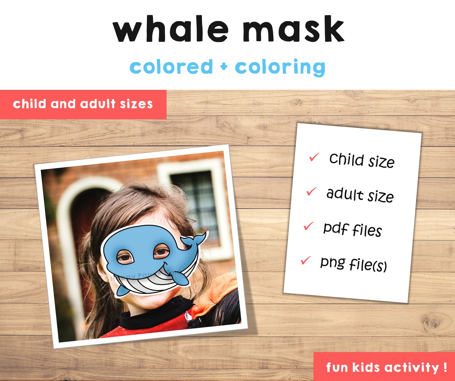 Whale Mask Template Costume Kids Diy Ocean Sea Animal Party - Etsy