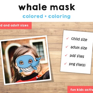 Whale Mask Template Costume Kids Diy Ocean Sea Animal Party Fun Favor ...