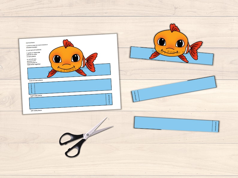 Fish Paper Crown Party Printable Party Hat Kids Craft Ocean Animal ...