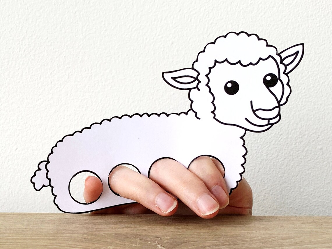 Sheep paper craft printable farm animal Finger Puppet Pretend | Etsy