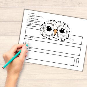 Snowy Owl Paper Crown Party Coloring Paper Hat Printable Kids Craft ...