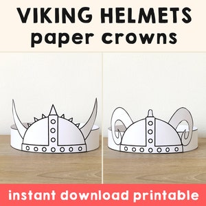 Viking Helmet Paper Crown Coloring Printable Kid Craft Birthday Party ...