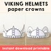 Viking Helmet Paper Crown Coloring Printable Kid Craft - Etsy