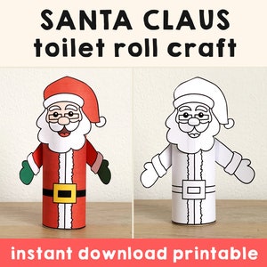 Santa Claus Toilet Paper Roll Craft Christmas Party Coloring Printable ...