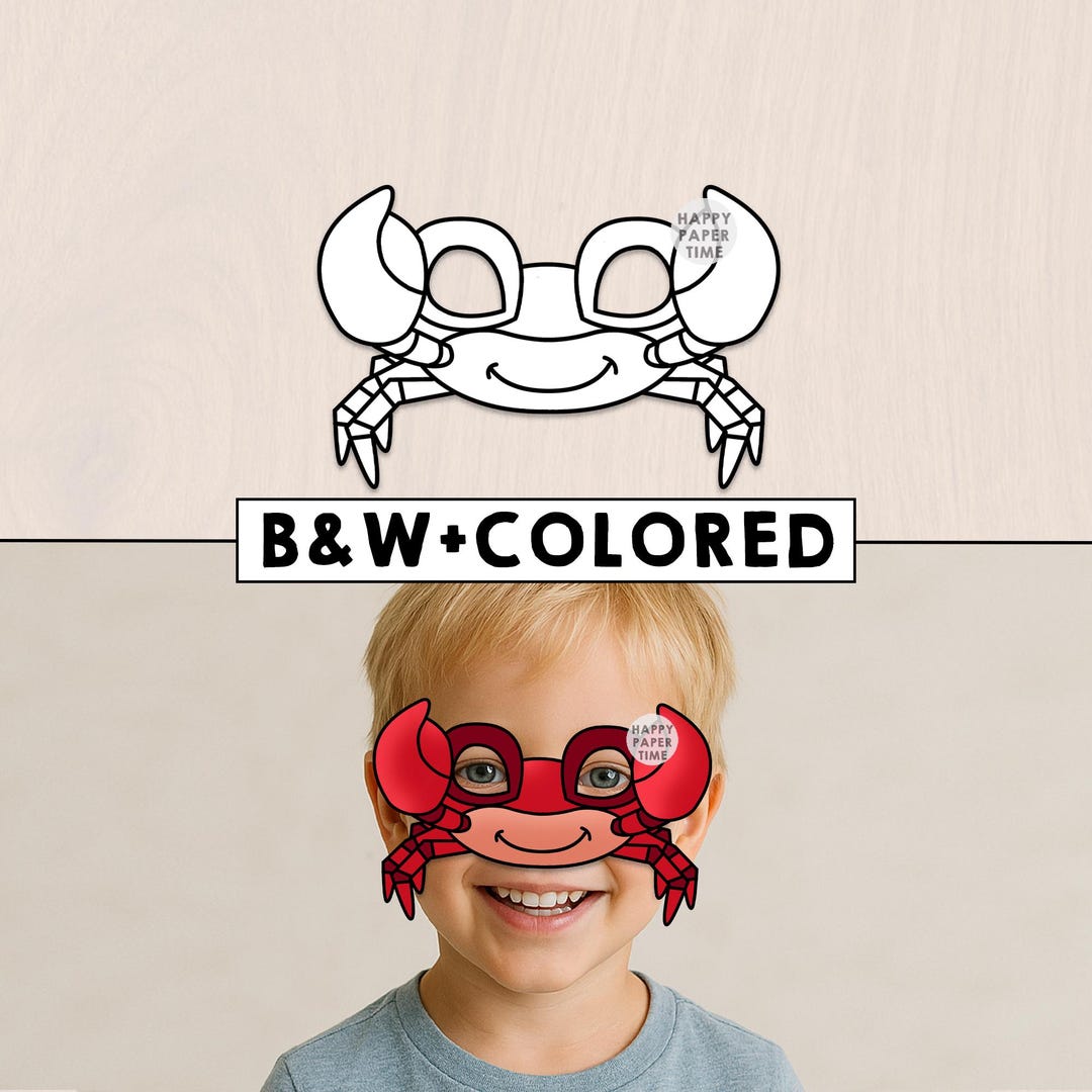Crab Mask Template Costume Kids Diy Ocean Sea Animal Party Fun Favor ...