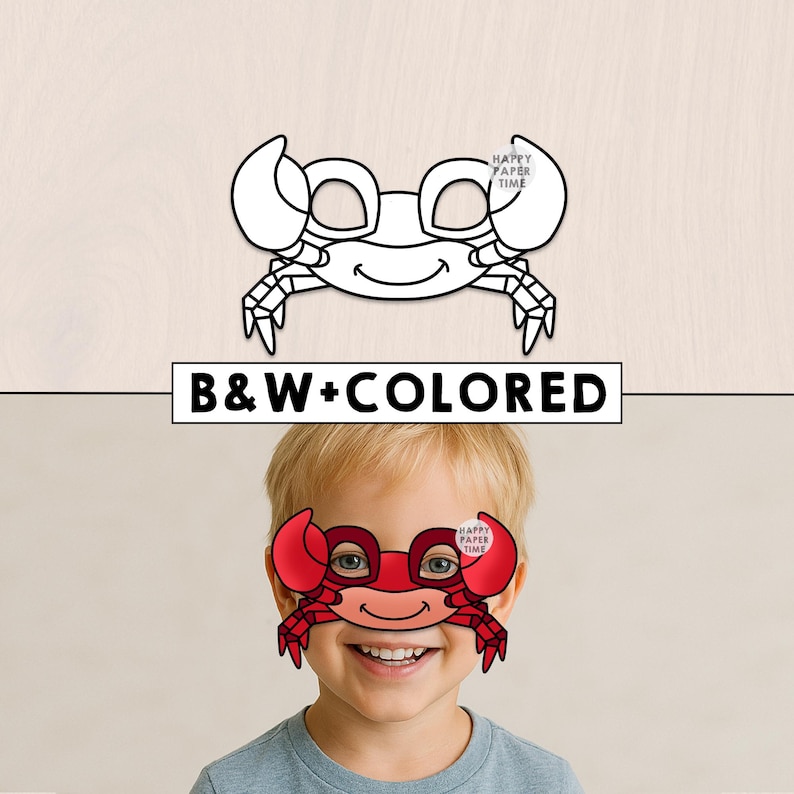 Crab Mask Template Costume Kids Diy Ocean Sea Animal Party Fun Favor ...
