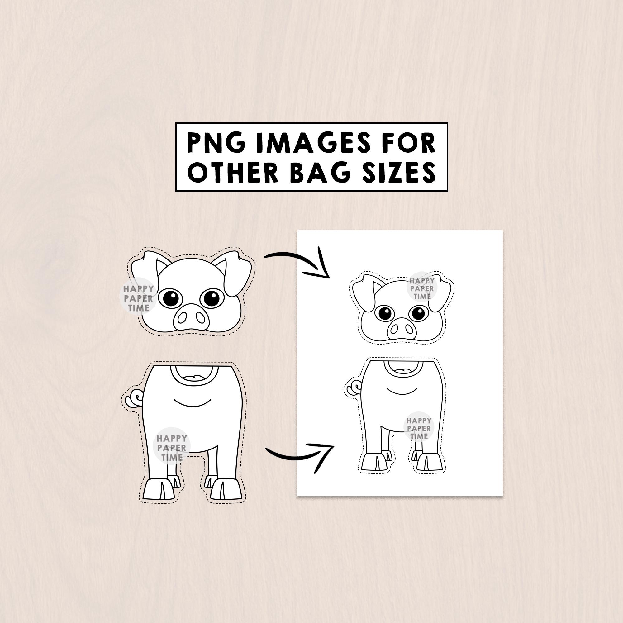 Pig Paper Bag Puppet Printable Farm Animal Craft Activity Cut Paste ...