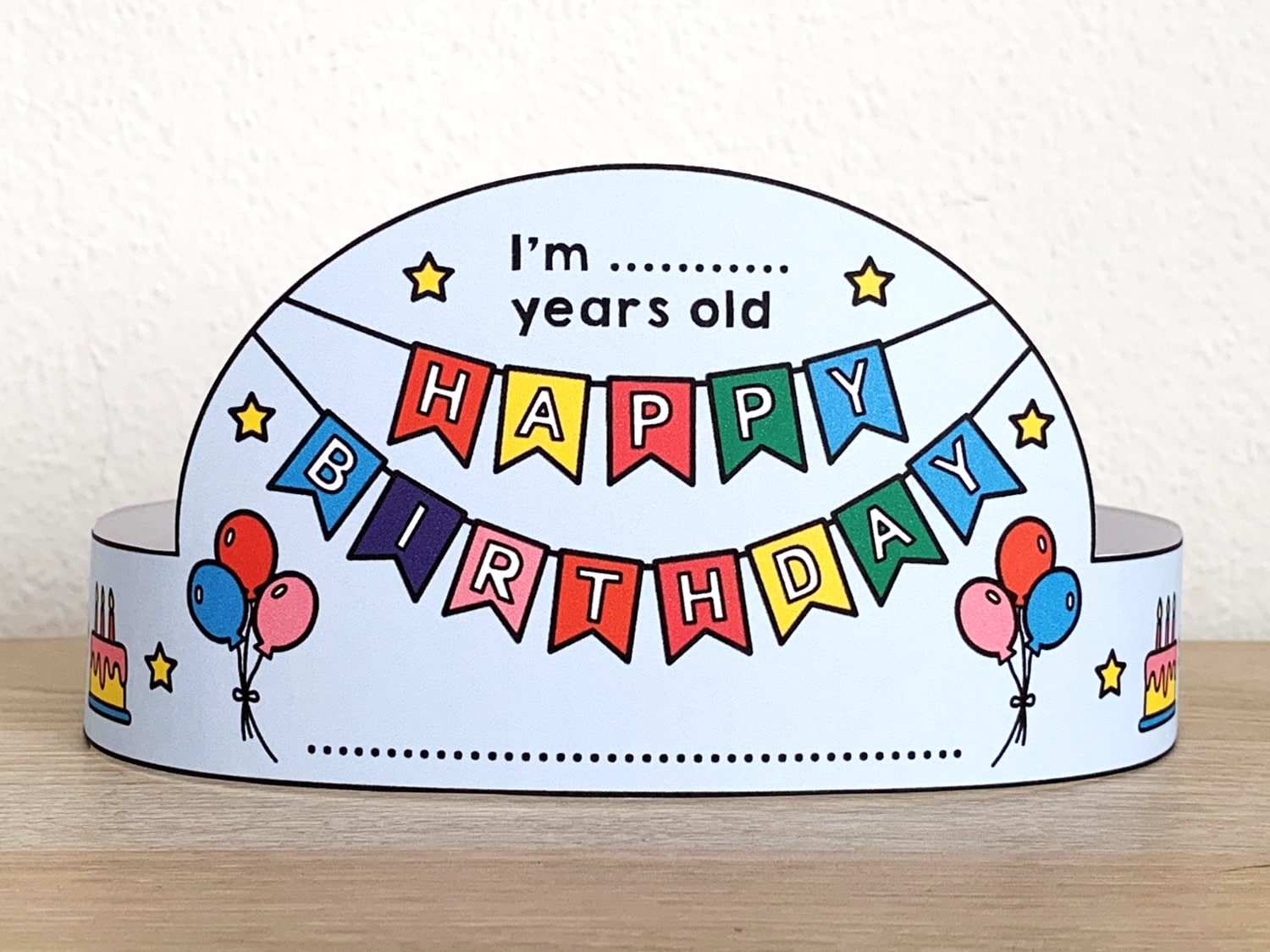 Happy Birthday Paper Crown Party Activity Printable Kids - Etsy