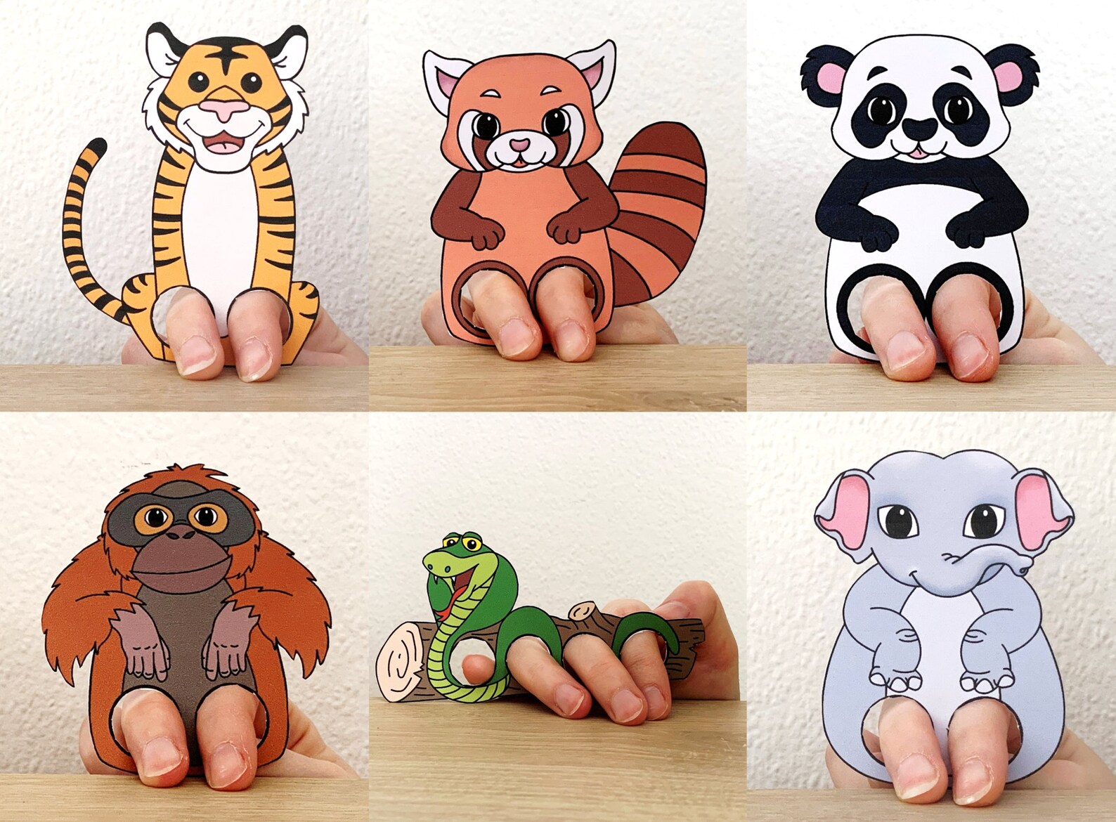 Asian Animal Paper Craft Printable Finger Puppet Template Kids - Etsy