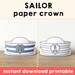 Sailor Hat Cap Paper Crown Party Coloring Printable Kids Craft Sea ...