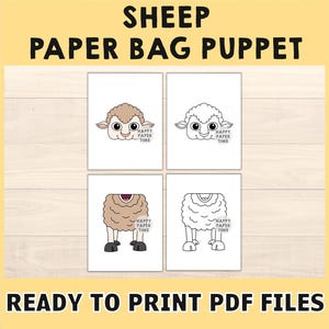 Sheep Paper Bag Puppet Printable Farm Animal Craft Activity Cut Paste ...