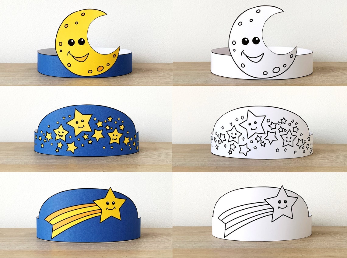 Astronomy Paper Crowns Sun Rainbow Moon Cloud Shooting Stars | Etsy