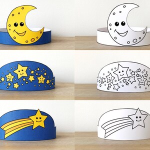 Astronomy Paper Crowns Sun Rainbow Moon Cloud Shooting Stars Printable ...