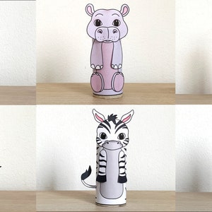 African Animals Toilet Paper Roll Craft Safari Party Coloring - Etsy