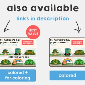 St Patrick's Day Paper Crowns Headbands Leprechaun Gold Party Coloring ...