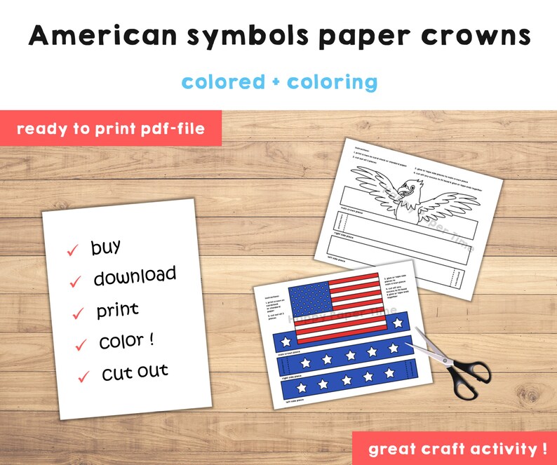 American Symbols Paper Crowns Flag 4th of July Patriotic - Etsy