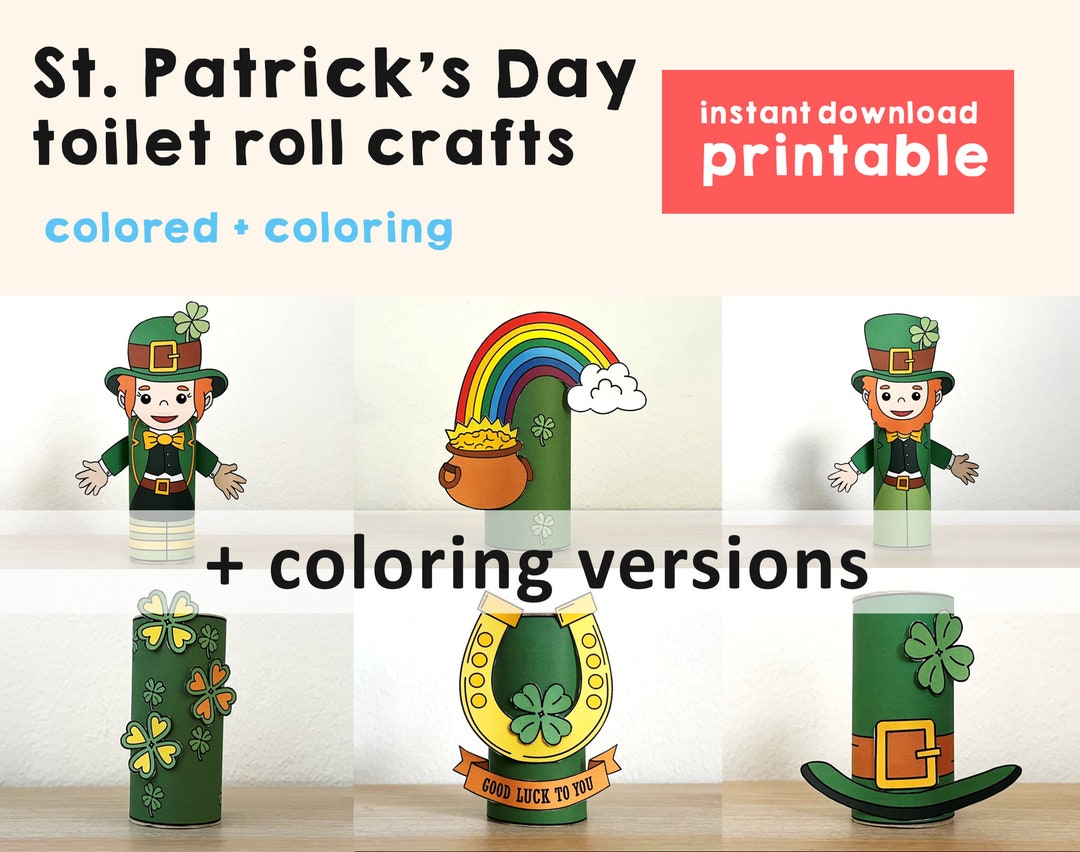 St. Patrick's Day Toilet Paper Roll Craft Activity Leprechaun Shamrock ...