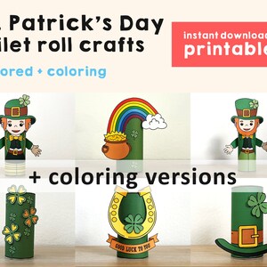 St. Patrick's Day Toilet Paper Roll Craft Activity Leprechaun Shamrock ...