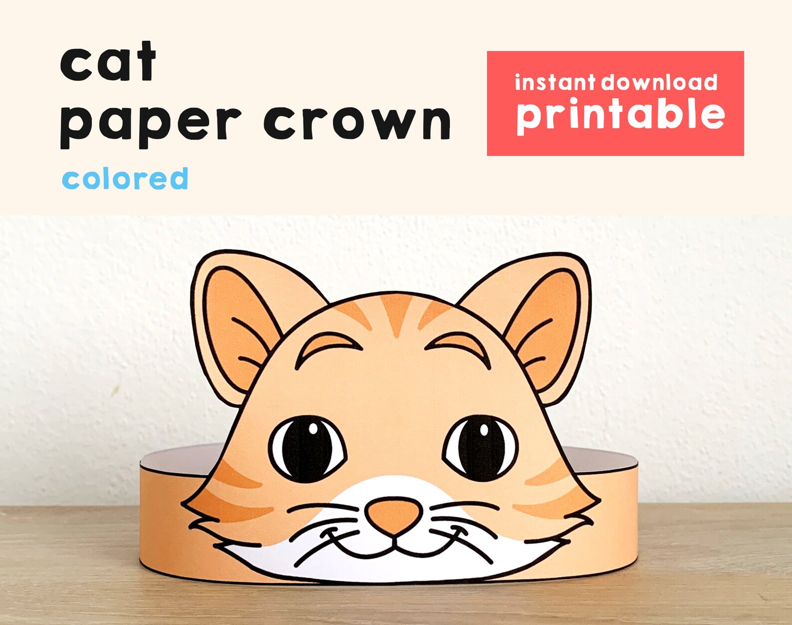 Cat Paper Crown Headband Pet Animal Printable Kids Craft - Etsy
