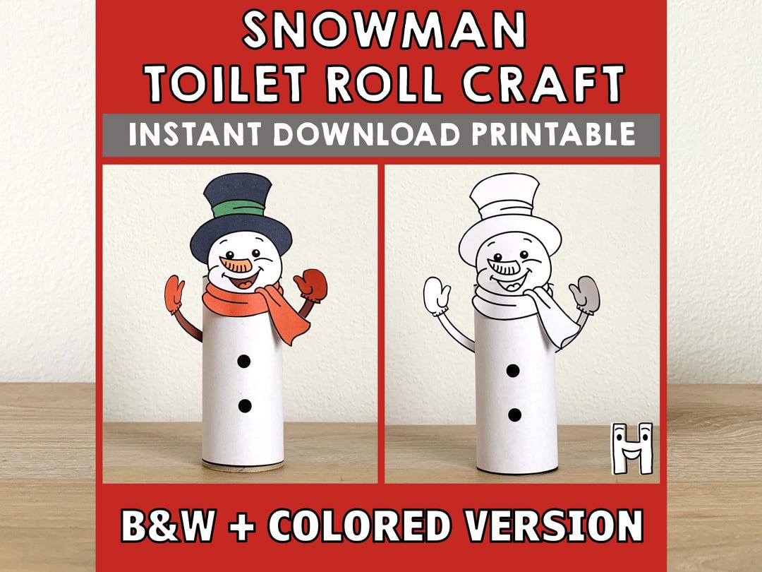 Snowman Toilet Paper Roll Craft Christmas Party Coloring Printable ...