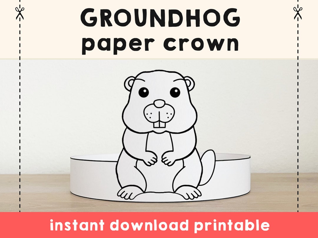 Groundhog Day Paper Crown Party Coloring Printable Kids Craft Spring ...