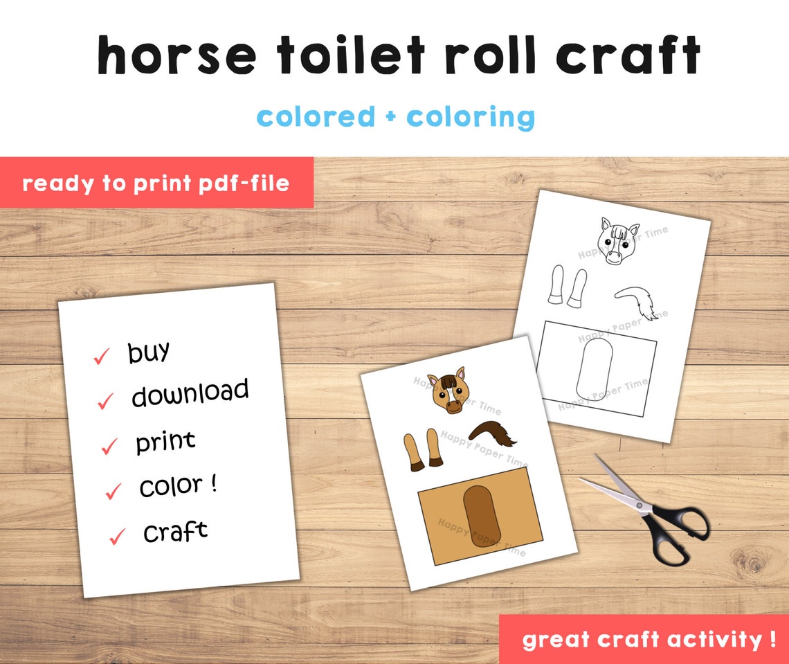 Horse Pony Toilet Paper Roll Craft Farm Animal Party Coloring | Etsy