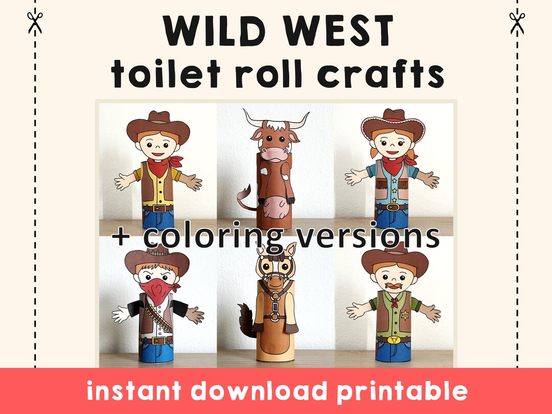 Wild West Toilet Paper Roll Craft Activity Cowboy Party Coloring ...