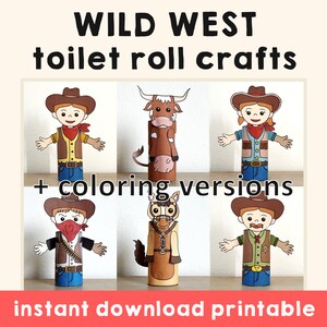 Wild West Toilet Paper Roll Craft Activity Cowboy Party Coloring ...