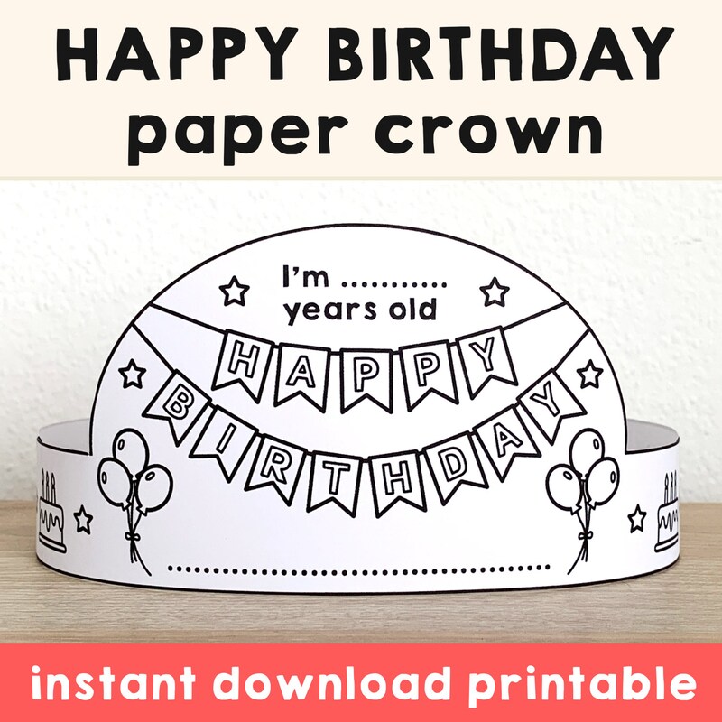 Printable Birthday Crown for Coloring - Etsy