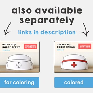 Nurse Cap Hat Paper Crown Party Coloring Printable Kids Craft Doctor ...