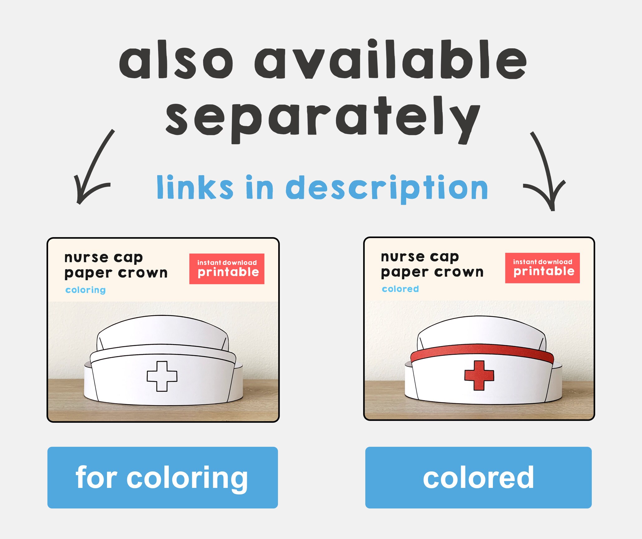 Nurse Cap Hat Paper Crown Party Coloring Printable Kids Craft - Etsy Canada