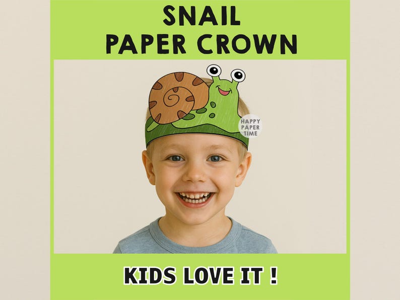 Snail Paper Crown Headband Party Coloring Printable Kids Craft Bug ...