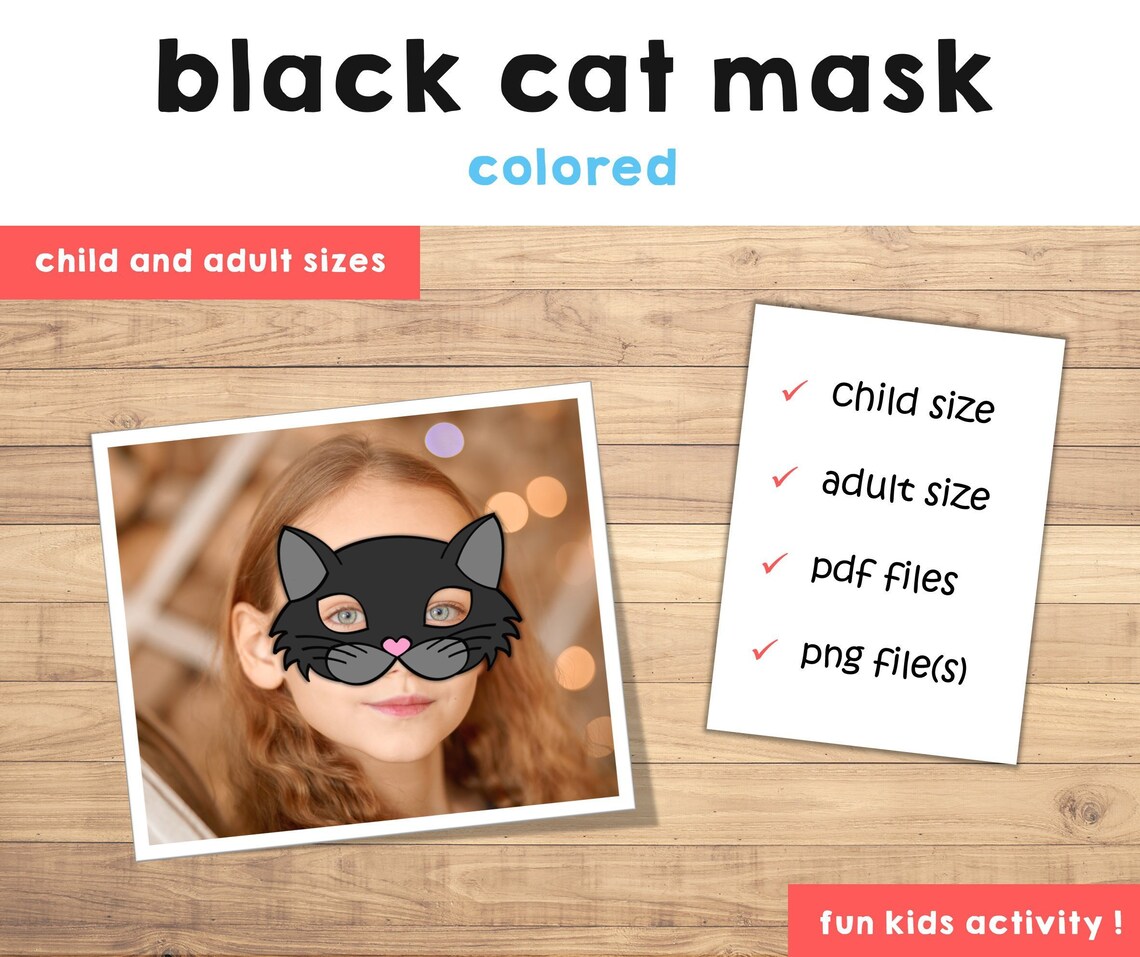 Black Cat Mask Kids Costume Black Cat Mask Diy Black Cat Mask Kids ...