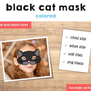 Black Cat Mask Kids Costume Black Cat Mask Diy Black Cat Mask Kids ...